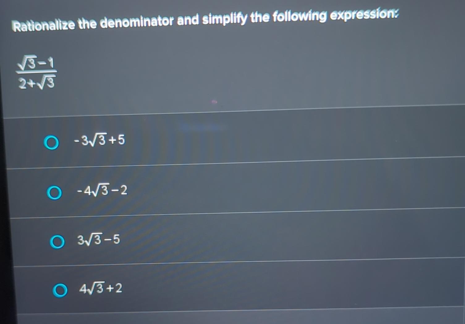 Solved Rationalize the denominator and simplify the | Chegg.com