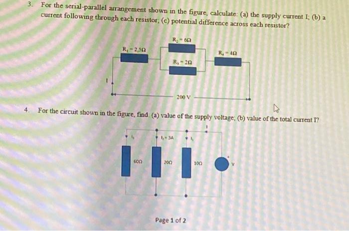 Solved 3. For the serial-parallel arrangement shown in the | Chegg.com