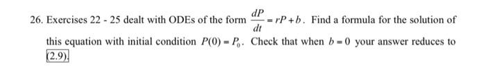 Solved 26. Exercises 22−25 dealt with ODEs of the form | Chegg.com
