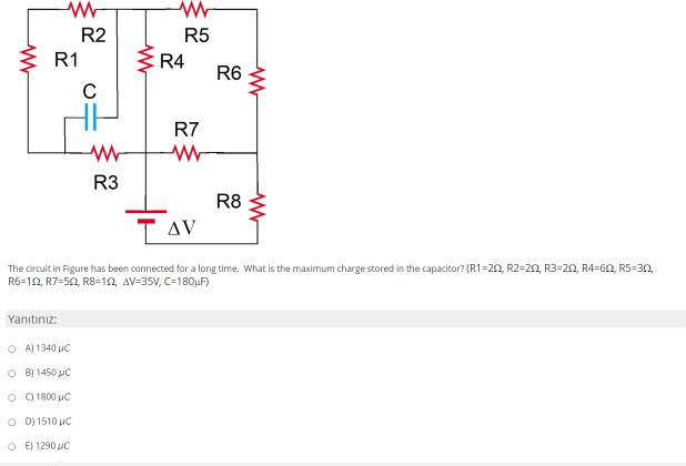 Solved R2 w R5 R4 R6 w w R1 w с R7 R3 R8 Τ ΔV The circuit in | Chegg.com
