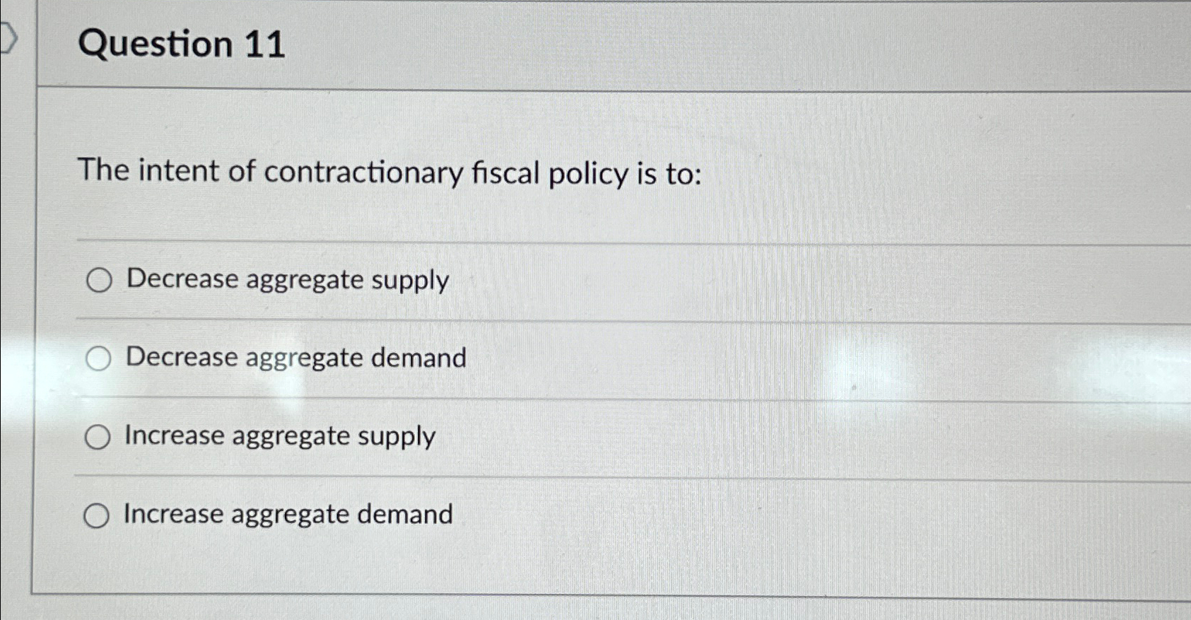 Solved Question 11The intent of contractionary fiscal policy | Chegg.com
