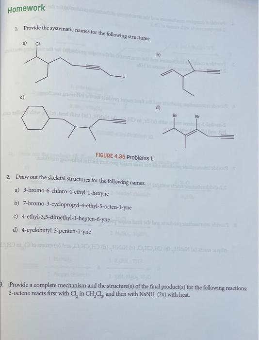 Solved Homework 1. Provide the systematic names for the | Chegg.com