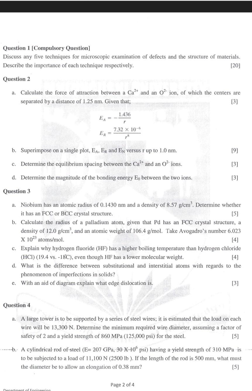 Solved a. Calculate the force of attraction between aCa2+ | Chegg.com