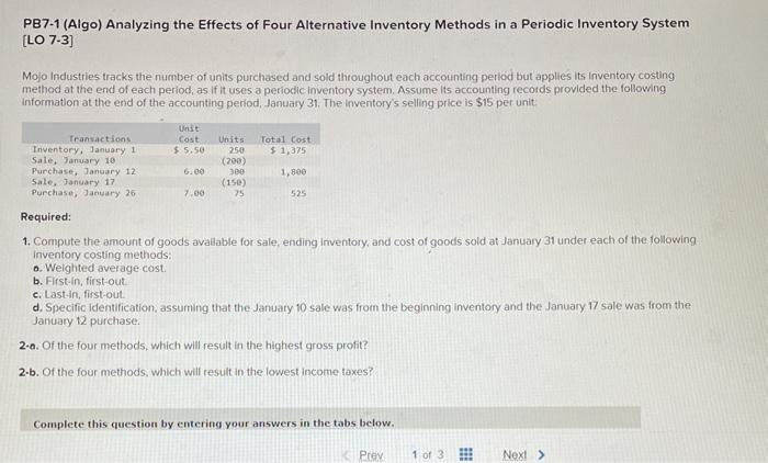 Solved PB7-1 (Algo) Analyzing the Effects of Four | Chegg.com