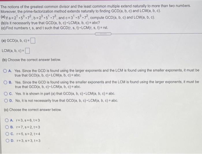 Solved The notions of the greatest common divisor and the | Chegg.com