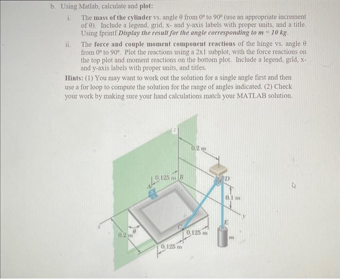 b. Using Matlab, calculate and plot: i. The mass of | Chegg.com