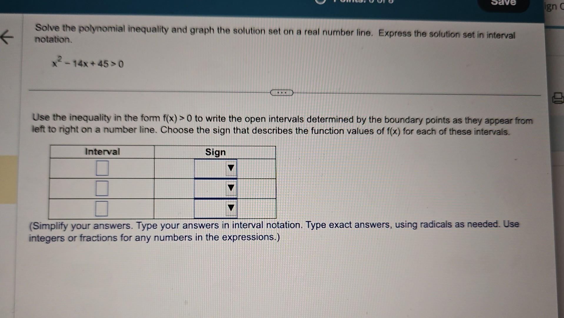 Solved Solve the polynomial inequality and graph the | Chegg.com