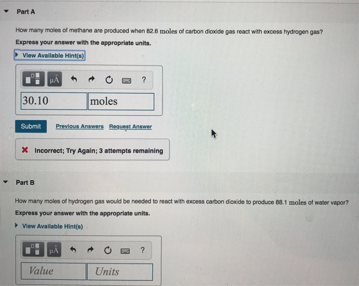 Solved Part A How many moles of methane are produced when | Chegg.com