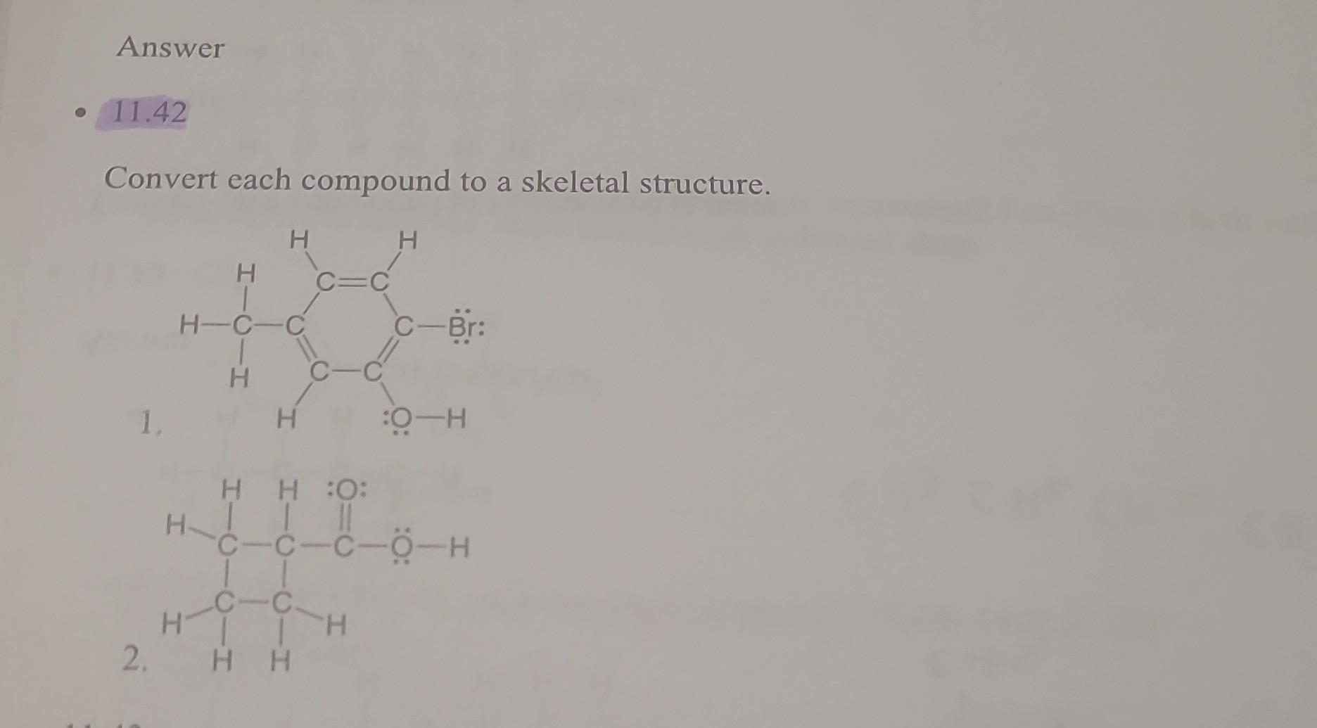 Solved Answer 11.42 Convert cach compound to a skeletal | Chegg.com