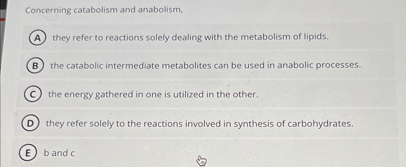 Solved Concerning catabolism and anabolism,they refer to | Chegg.com