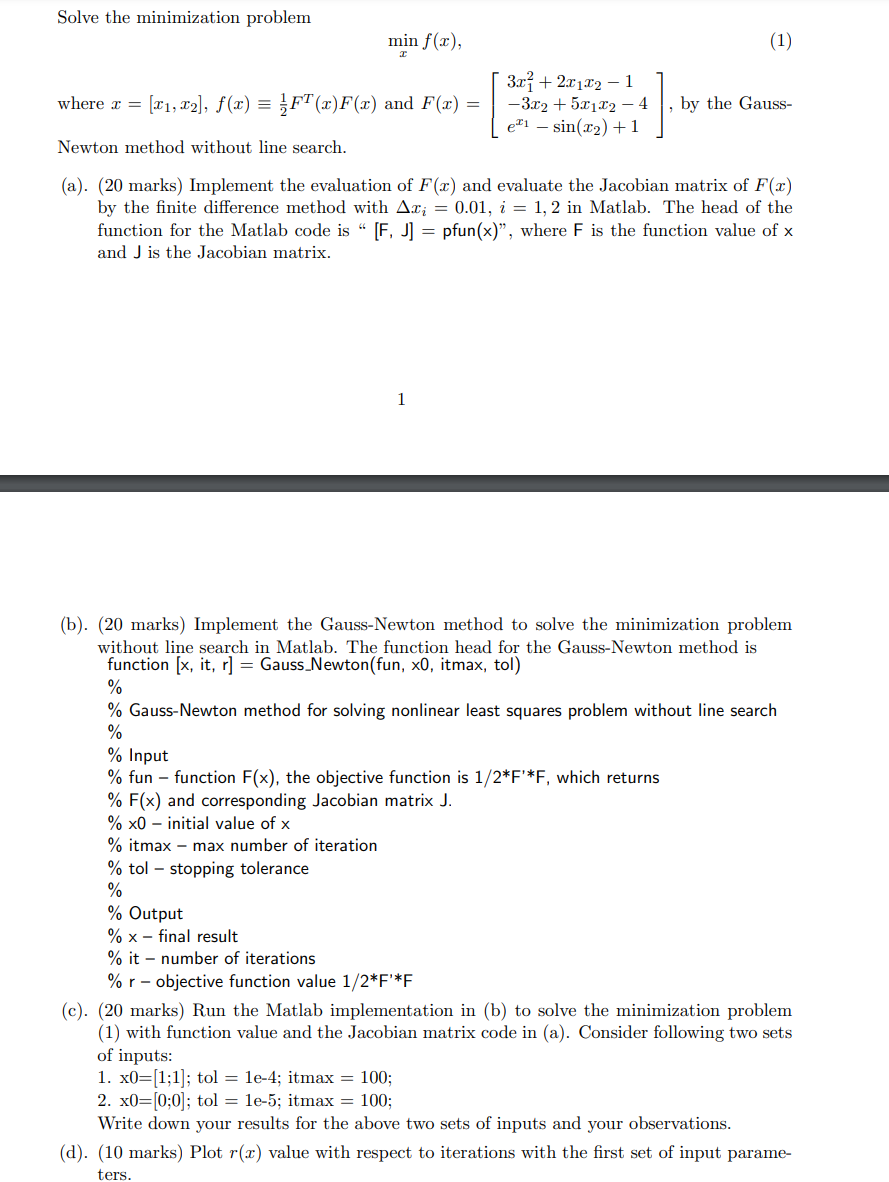 Solved Solve the minimization problemminxf(x),where | Chegg.com