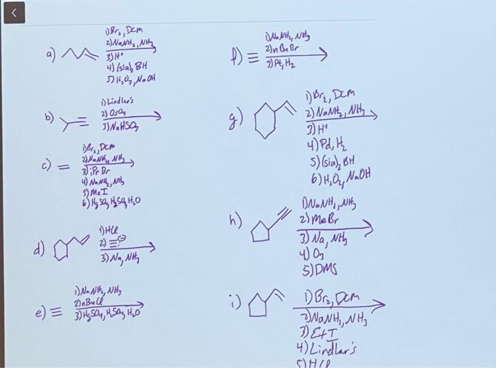 Solved ( а) м c) d) F 1) Br₂, Dcm 3)Н 2) NINH, NH 4) (sia) | Chegg.com