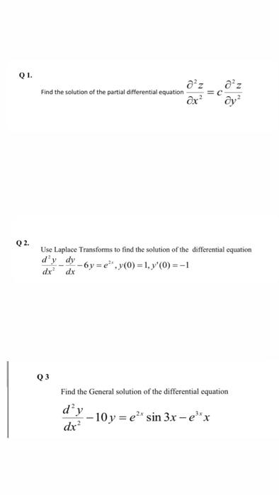Solved Q 1. Find the solution of the partial differential | Chegg.com