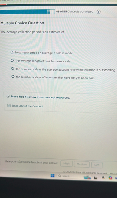 Solved 48 ﻿of 55 ﻿Concepts completed(i)Multiple Choice | Chegg.com
