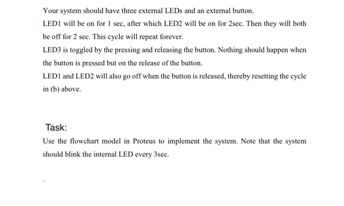 Solved Your system should have three external LEDs and an | Chegg.com