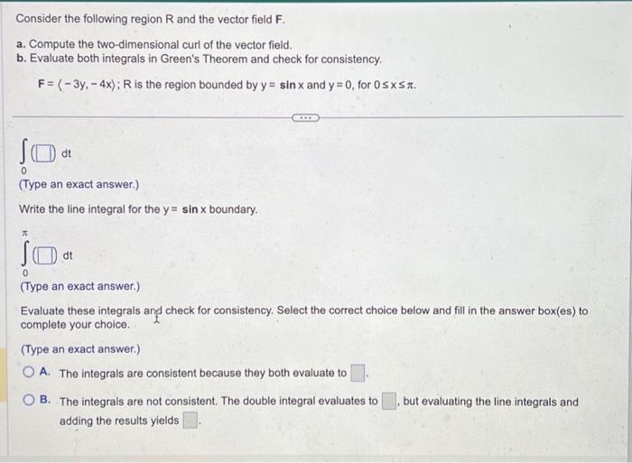 Solved Consider the following region R and the vector field | Chegg.com