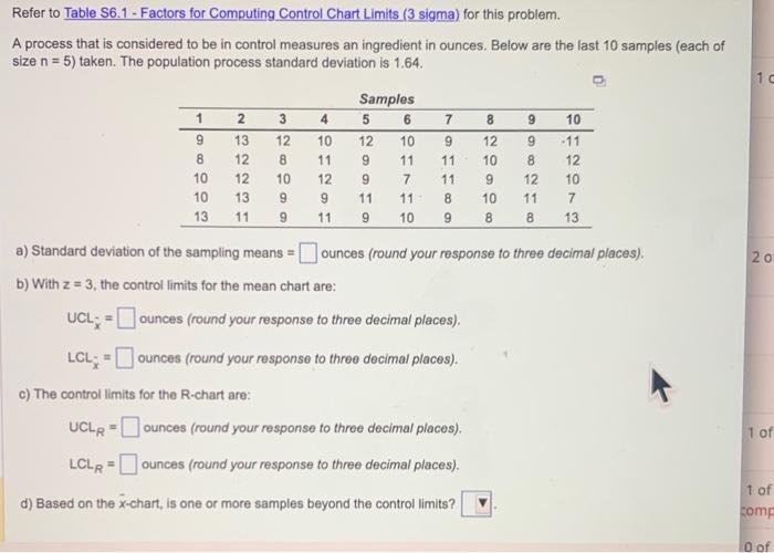 Solved A process that is considered to be in control | Chegg.com