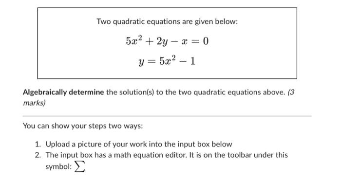 Solved Two quadratic equations are given below: | Chegg.com