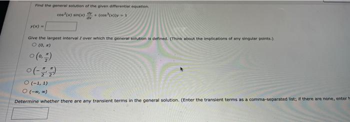 Solved Find the geeeral soivion of the blven a.ferential | Chegg.com