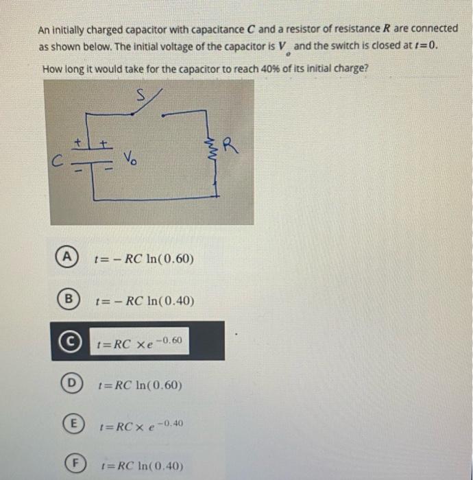 Solved An initially charged capacitor with capacitance C and | Chegg.com