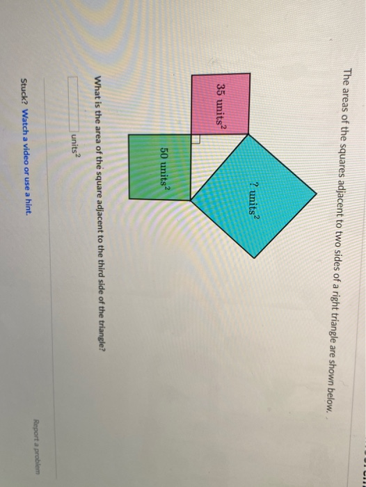 Solved The areas of the squares adjacent to two sides of a | Chegg.com