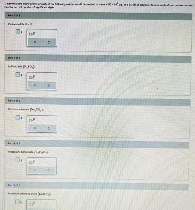 Solved Determine how many grams of esch of the followtry | Chegg.com