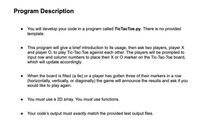 Solved Program Description - You will develop your code in a | Chegg.com