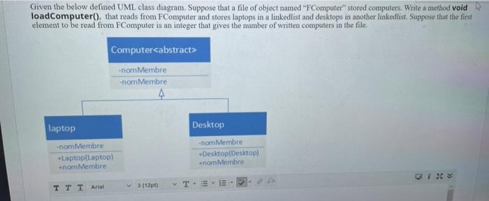 Solved Given the below defined UML class diagram. Suppose | Chegg.com
