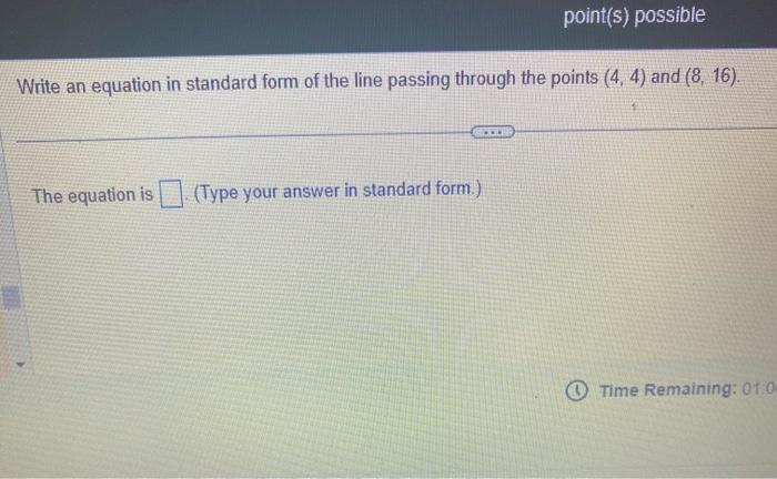 Solved Write an equation in standard form of the line | Chegg.com