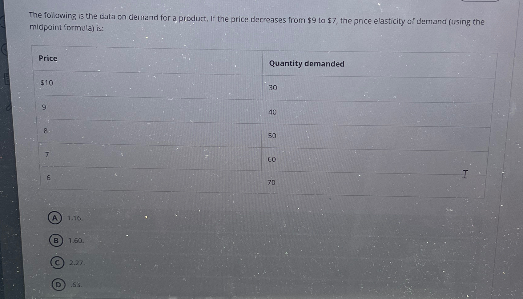 Solved The following is the data on demand for a product. If | Chegg.com