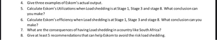 Solved What is load shedding? As South Africa's primary | Chegg.com