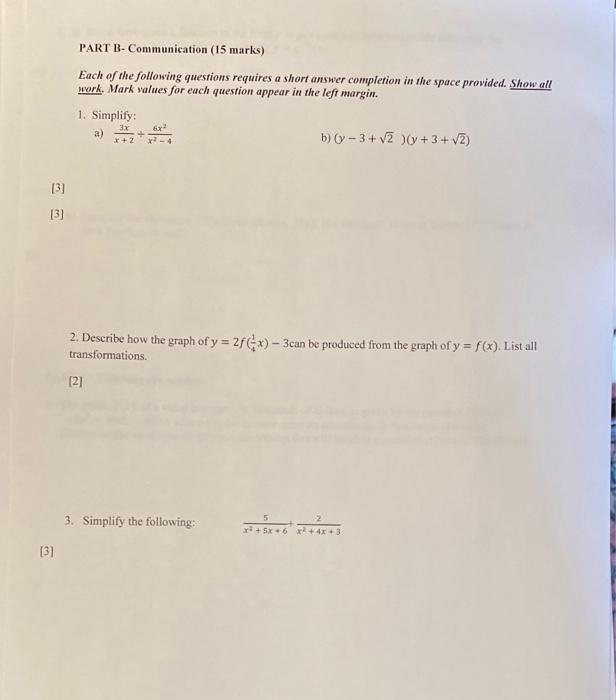 Solved PART B-Communication (15 marks) Each of the following | Chegg.com