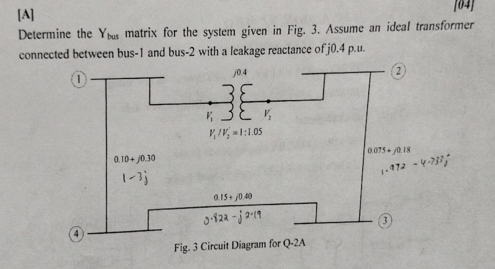 Solved [A] Determine the Ybus matrix for the system given | Chegg.com
