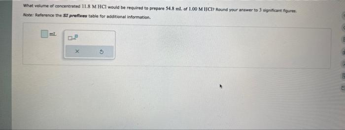 Solved What volume of concentrated 11.8MHCl would be | Chegg.com