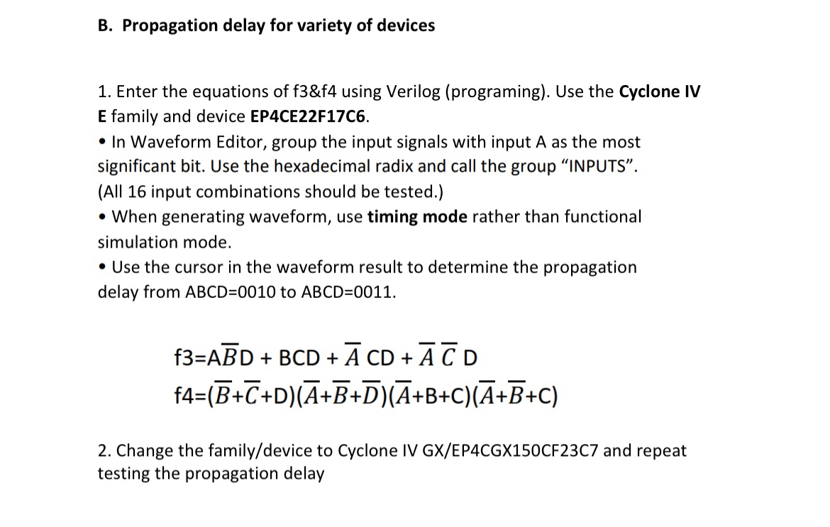 B. ﻿Propagation delay for variety of devicesEnter the | Chegg.com