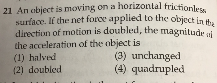 Solved 21 An Object Is Moving On A Horizontal Frictionless