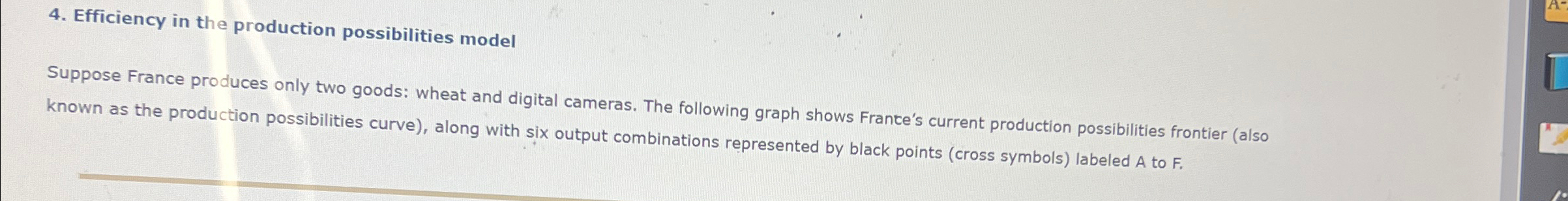 Solved Efficiency in the production possibilities | Chegg.com