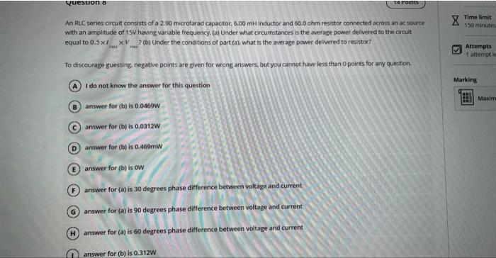 Solved An Ric series circuit consists of a 290 microfarad | Chegg.com