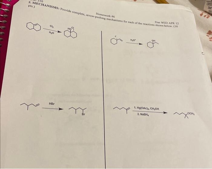 Solved 8. MECHANISMS: Provide complete, arrow Homework if6 | Chegg.com