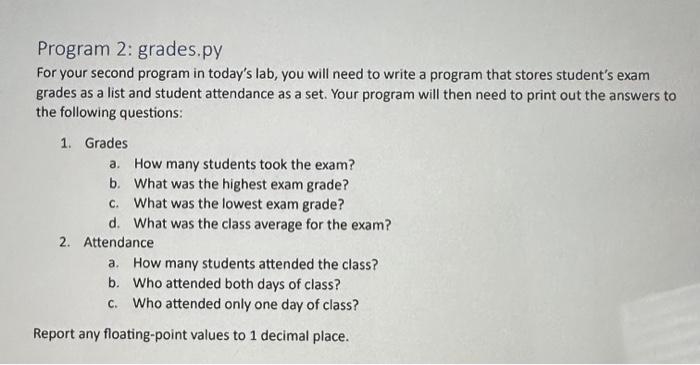 Solved Program 2: grades.py For your second program in | Chegg.com