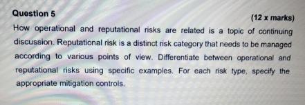 Solved Question 5(12 × ﻿marks)How operational and | Chegg.com