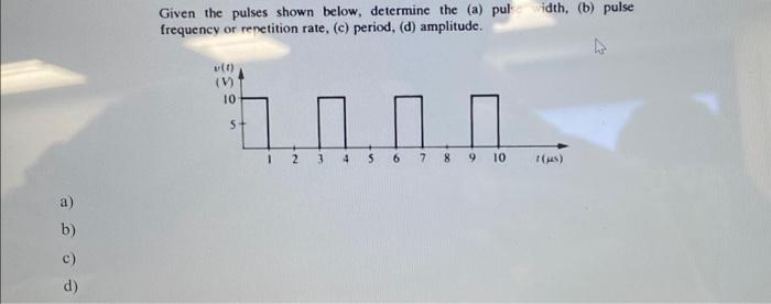 Solved Given the pulses shown below, determine the (a) pul | Chegg.com