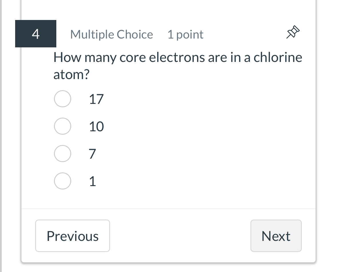 Solved 4Multiple Choice1 pointHow many core electrons are | Chegg.com Solved 4Multiple Choice1 pointHow many core electrons are | Chegg.com