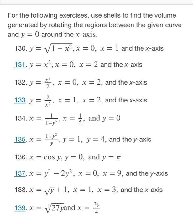 Solved For The Following Exercises Use Shells To Find The