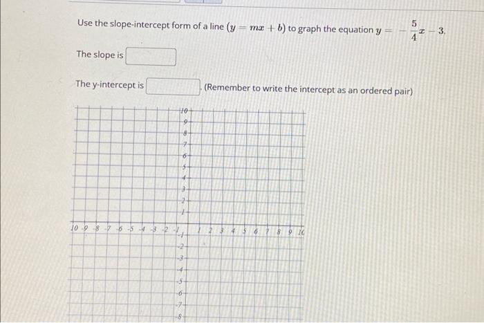 Solved Use the slope-intercept form of a line (y = mx +b) to | Chegg.com