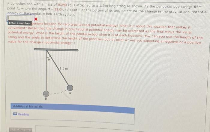 Solved A. pendulum bob with a mass of 0,290 kg is attached | Chegg.com