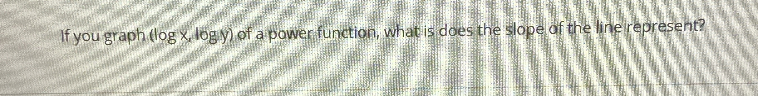 Solved If you graph (logx,logy) ﻿of a power function, what | Chegg.com