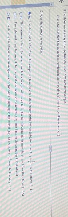 Solved If the statement is always true, explain why. If not, | Chegg.com