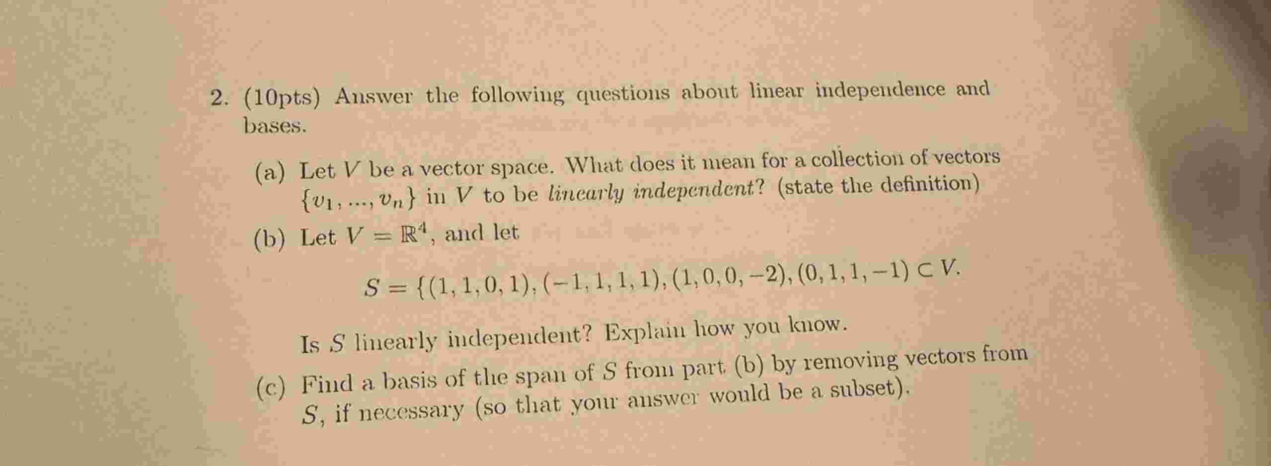 Solved (10pts) ﻿Answer the following questions about linear | Chegg.com