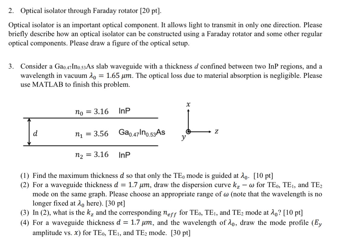 Solved Optical isolator through Faraday rotator 20pt.Optical | Chegg.com